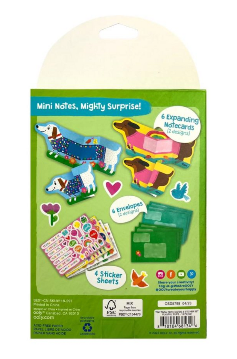 Ooly Notecard & Sticker Set Pups – Kinderplay Playthings